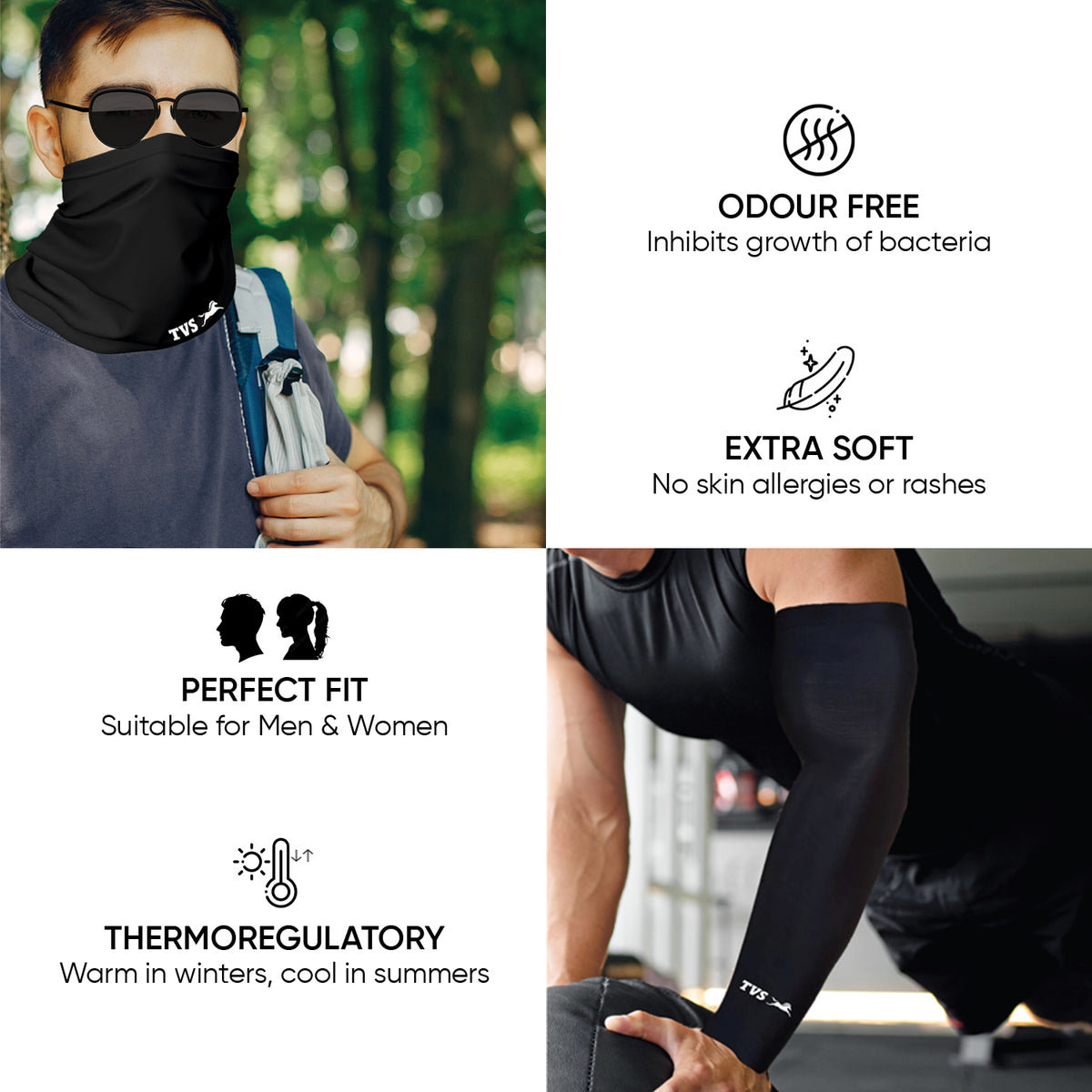 TVS Arm Sleeve & Neck Gaiter Set - Suitable for Men & Women