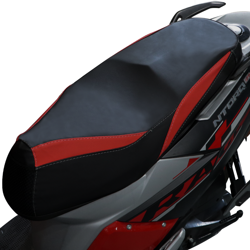 TVS NTORQ Seat Cover Black with Red - Stylish Seat Protection