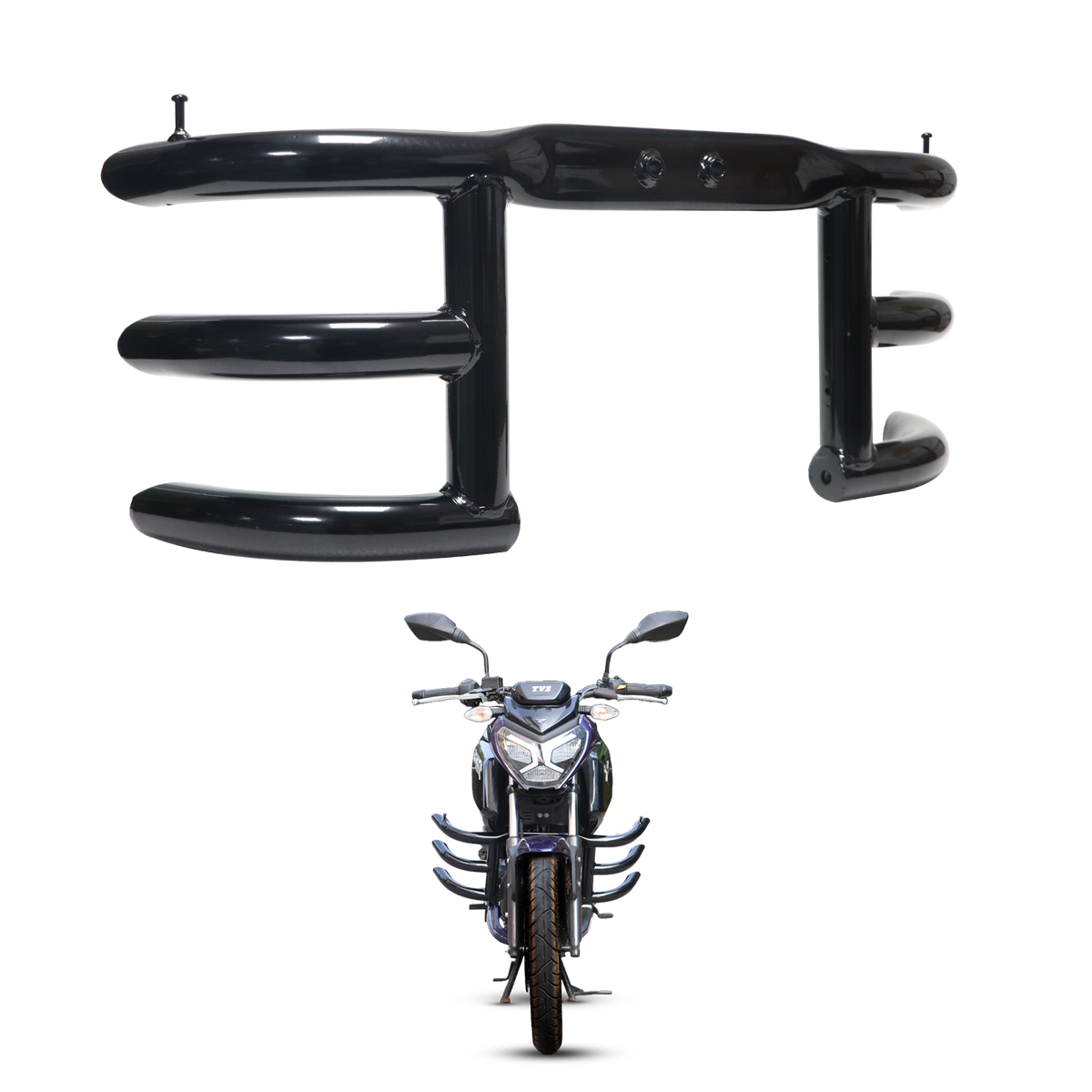 TVS Bull Bar Crash Guard – Protection for the Black Raider