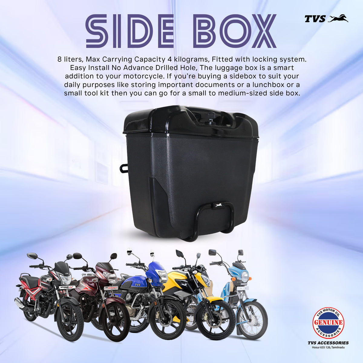 TVS Ridegears Side Box High Gloss - Premium Storage