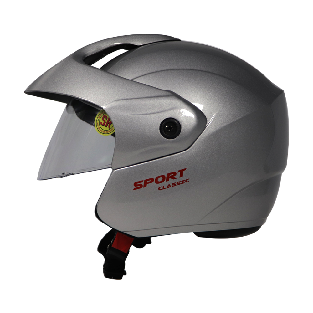 TVS Silver Half Face Helmet - Lightweight Safety Design