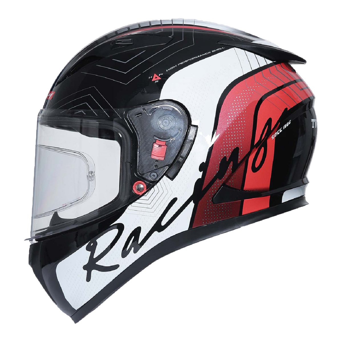 TVS Racing Helmet Red White – Bold Design, Full Protection