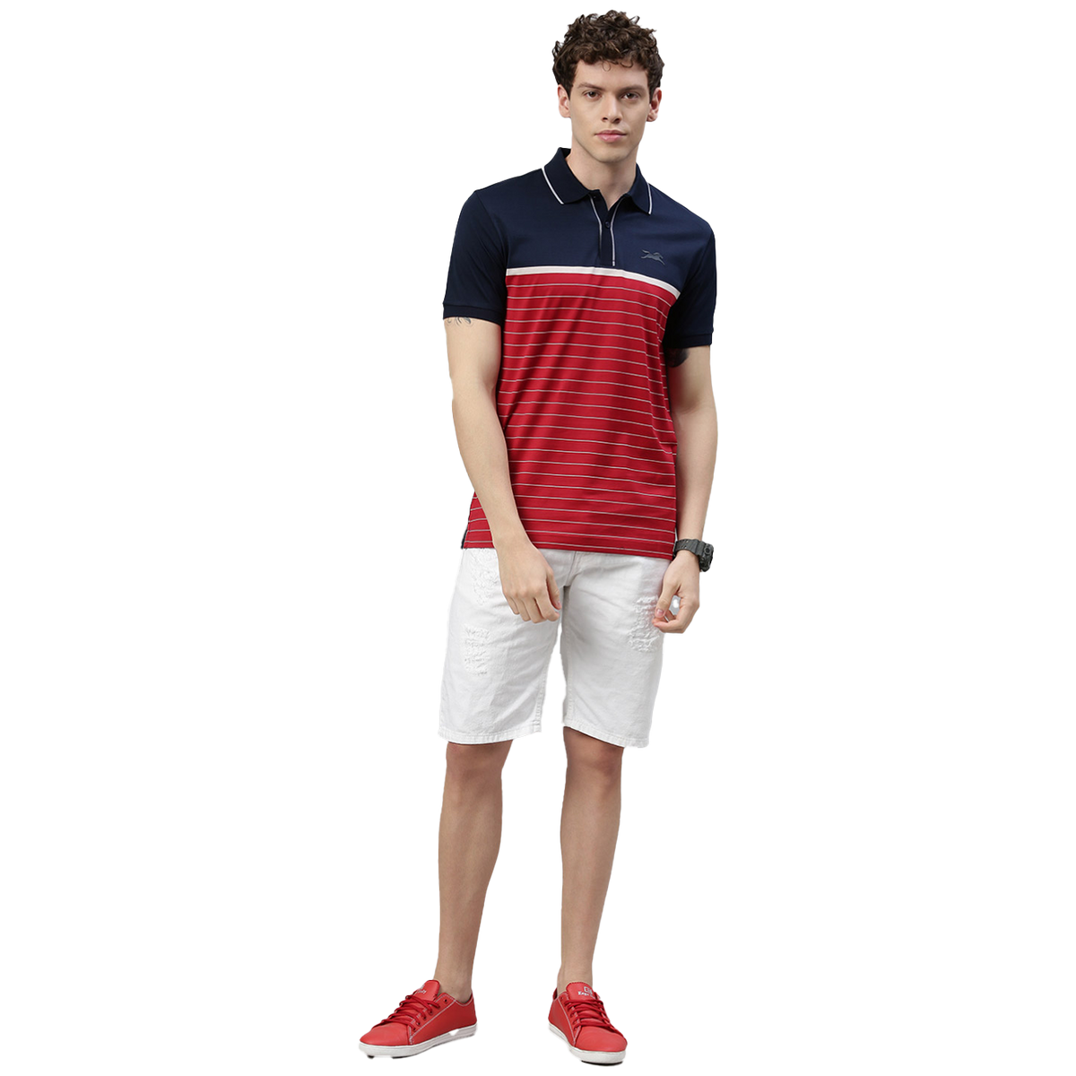 TVS Racing Polo T-Shirt | Cotton Red & Blue, Sporty Style